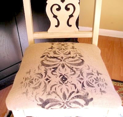 Burlap upholstered stamped chair seat - Jennifer Rizzo