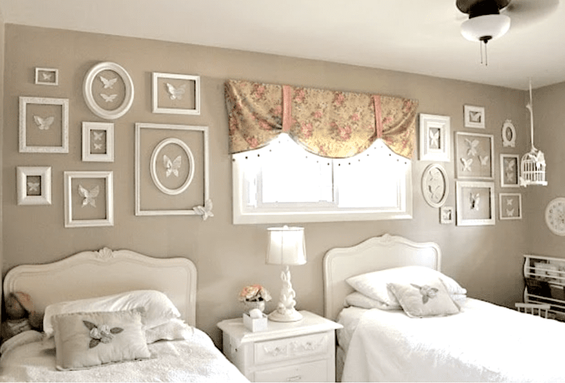 Beige girl's bedroom decorating idea with butterflies - Jennifer Rizzo