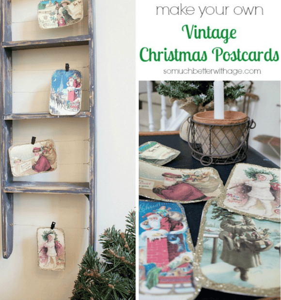 DIY Vintage Glittered Christmas Postcards - Jennifer Rizzo