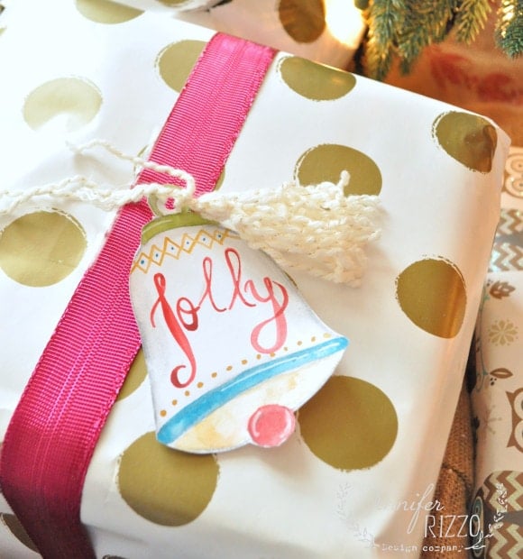Jolly bell hand painted bell gift tag printable - Jennifer Rizzo
