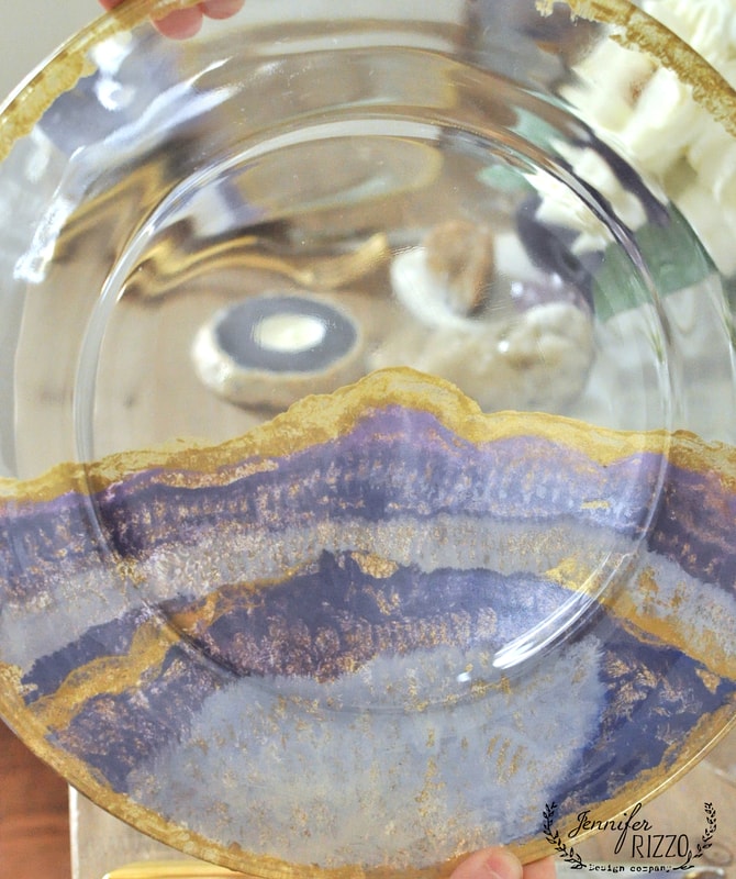 DIY hand-painted agate-inspired plates and wine glasses - Jennifer Rizzo