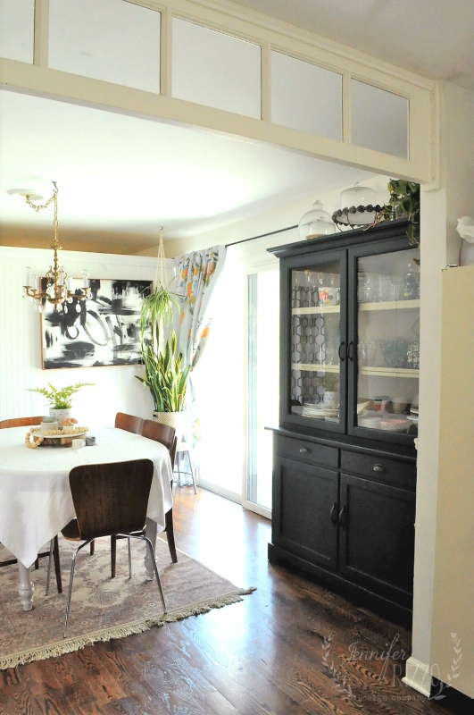 The Dining Room with The Painted Dark Green Hutch - Jennifer Rizzo