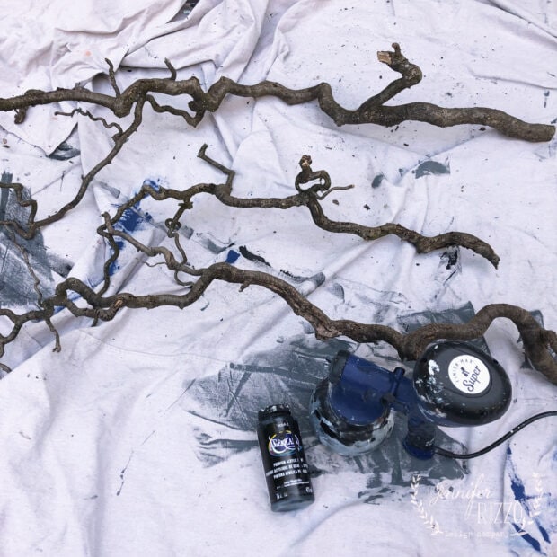 Spray Painted Spooky Tree Halloween Decor - Jennifer Rizzo