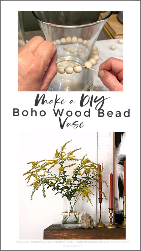 Easy DIY Wood Bead Boho Accent Vase - Jennifer Rizzo