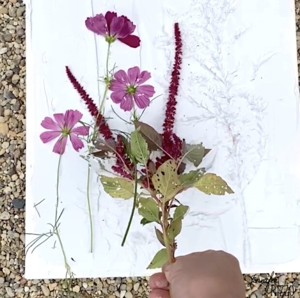 DIY Abstract Floral Impression Art with Spackling Paste - Jennifer Rizzo