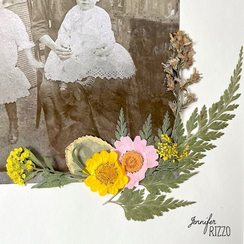 Framed Dried Flower Vintage Photo Collage DIY - Jennifer Rizzo