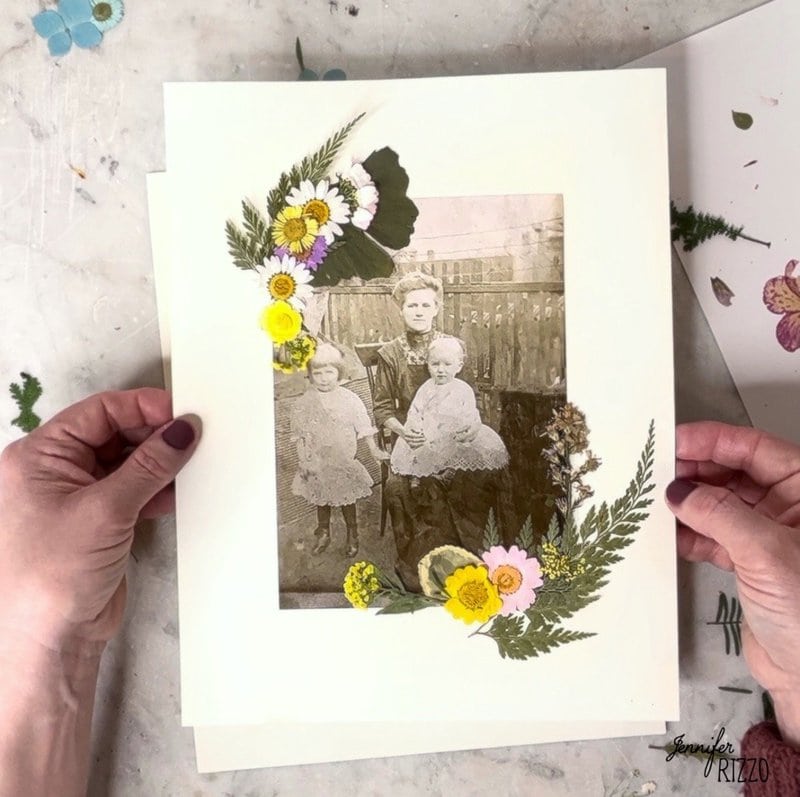Framed Dried Flower Vintage Photo Collage DIY - Jennifer Rizzo