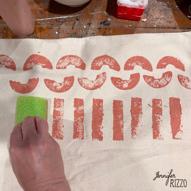 Homemade Pool Noodle Craft Make A Block Printed Pillow - Jennifer Rizzo