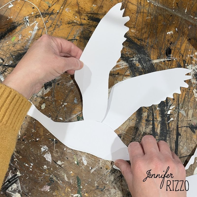 Flying Paper Geese and Winter Moon Mantelscape - Jennifer Rizzo