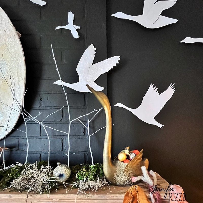 Vintage Brass Geese Magical Christmas Mantel - Jennifer Rizzo