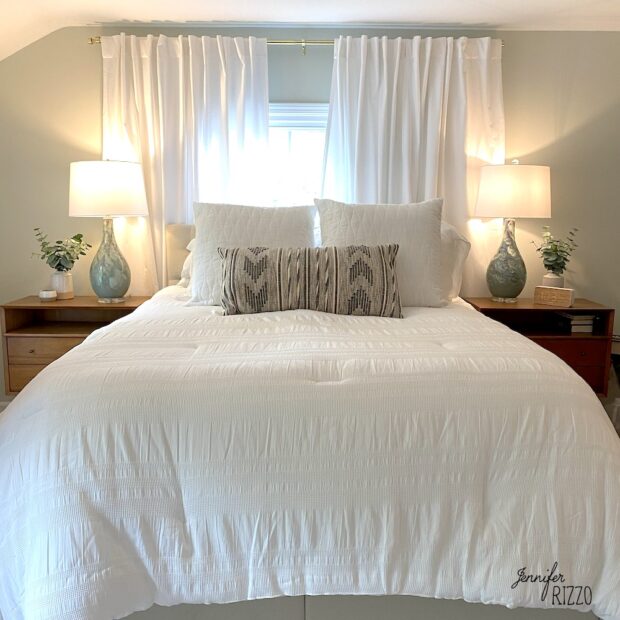 Off-Center Window Above a Bed? Add Curtains - Jennifer Rizzo