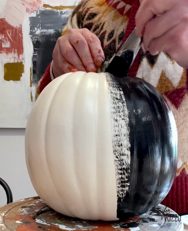 Faux Painted Aged Terracotta Pumpkins DIY - Jennifer Rizzo