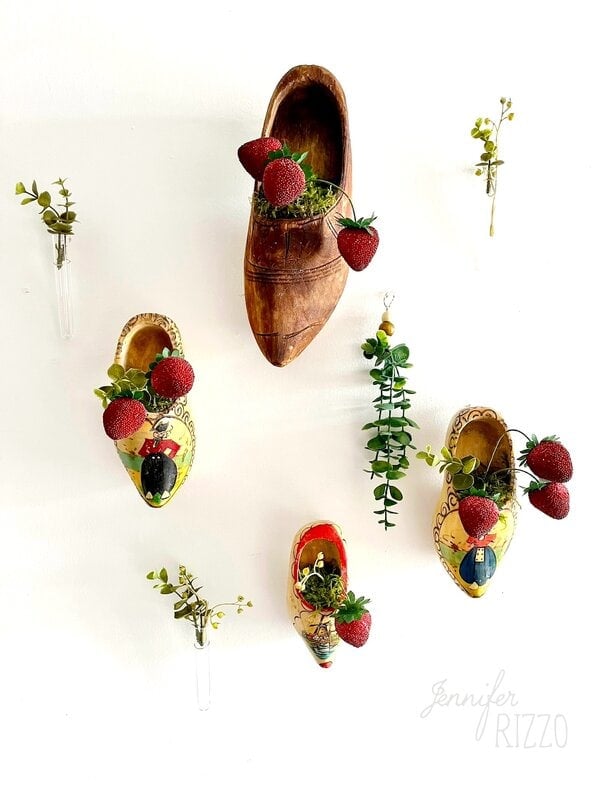 Upcycled Wooden Shoe Clogs As Vintage Wall Decor - Jennifer Rizzo